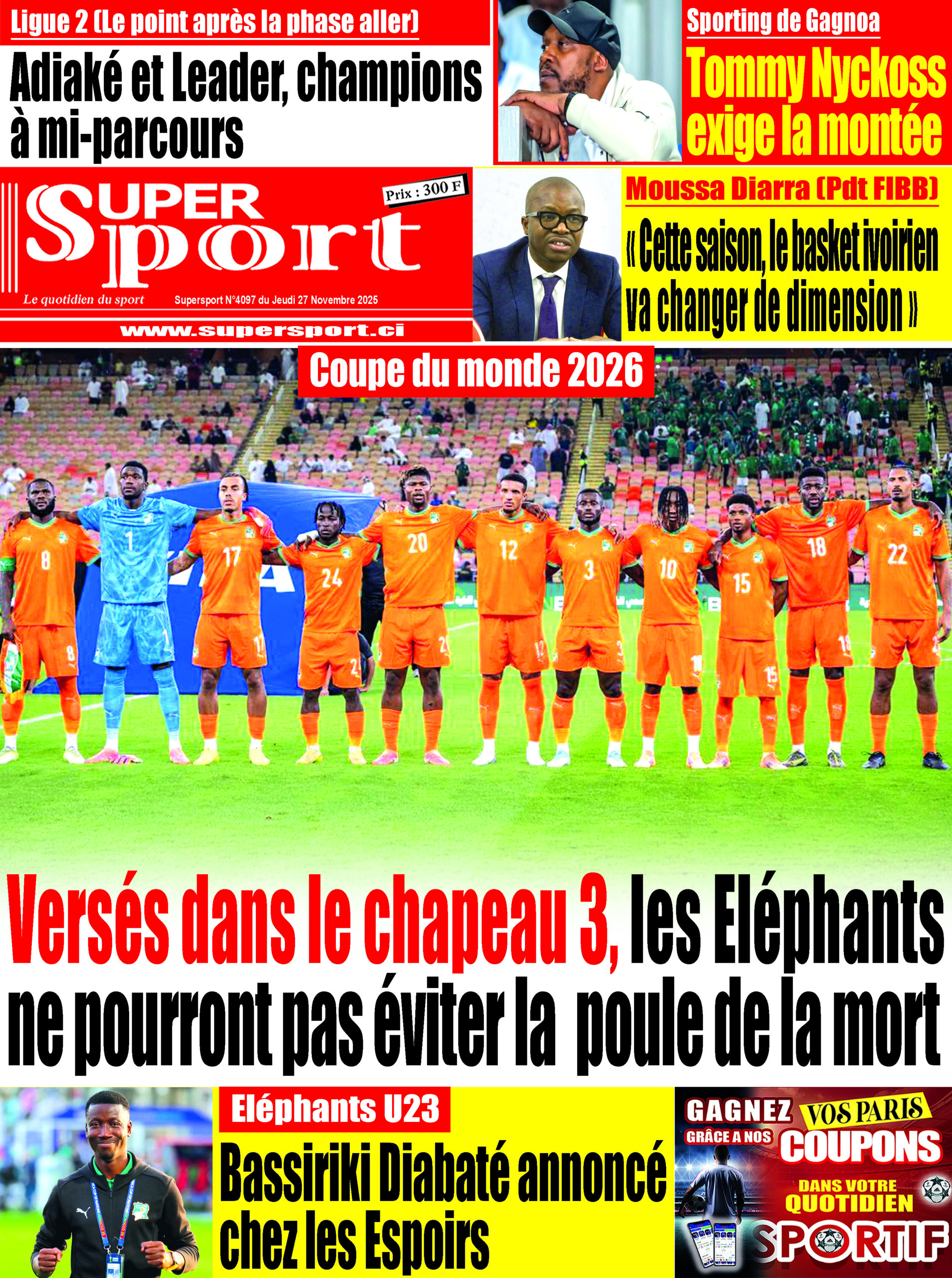 Une Supersport N°4097 du Jeudi 27 Novembre 2025 - Supersport CI
